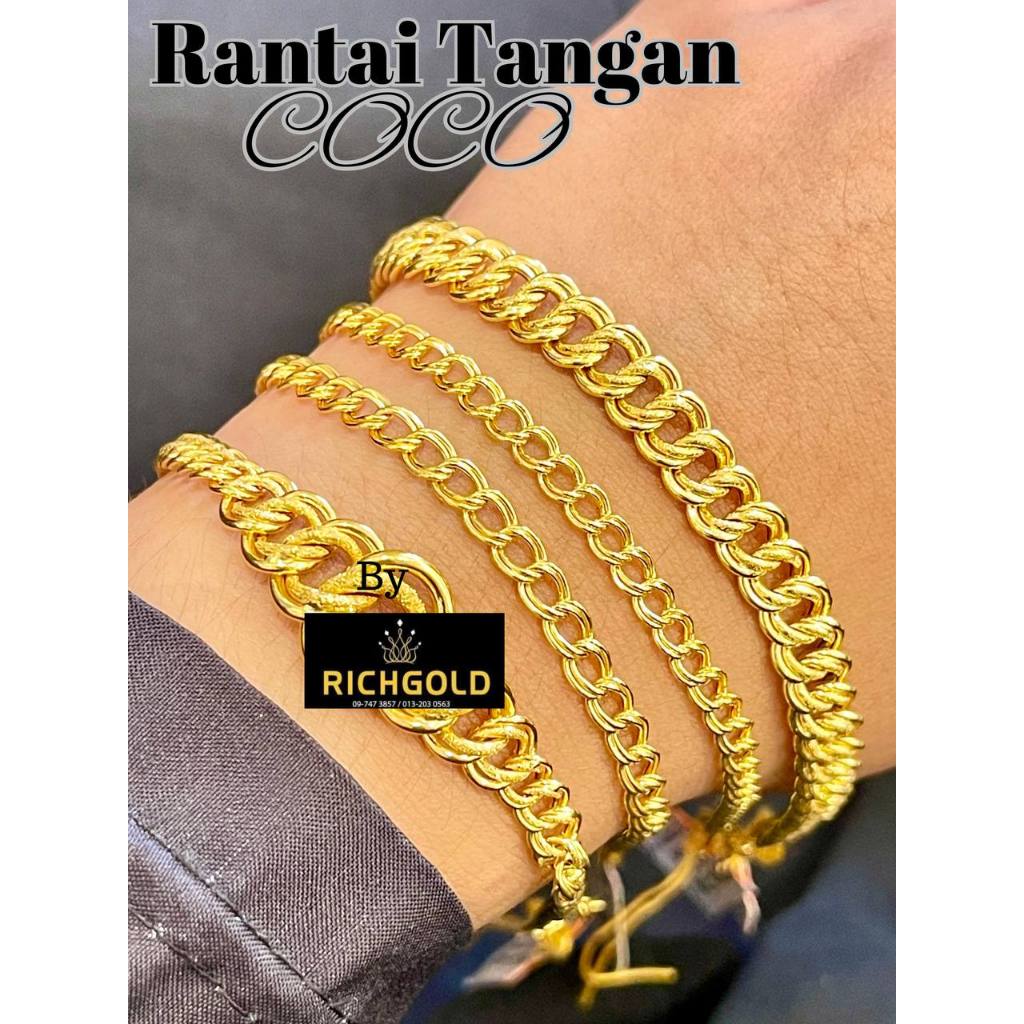 RICHGOLD JEWELS Rantai Tangan Coco emas 916 ( Coco bracelet 916 gold) | Shopee Malaysia
