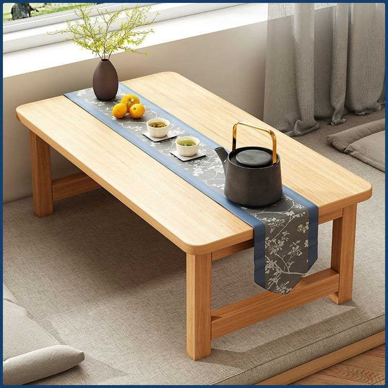 Solid wood Japanese and Korean tatami dining table foldable tea table ...