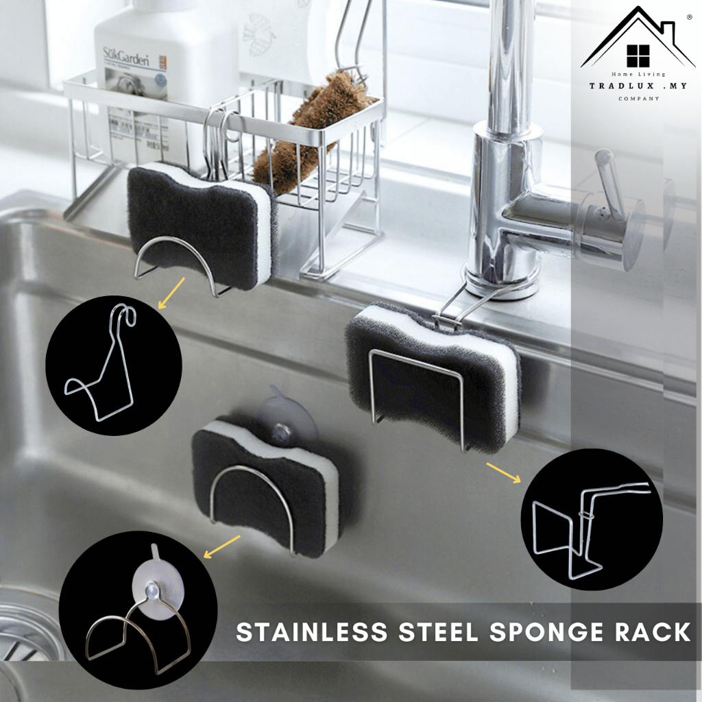 Stainless Steel Bath Sponge Holder Suction Cup Sponge Rack Bathroom ...