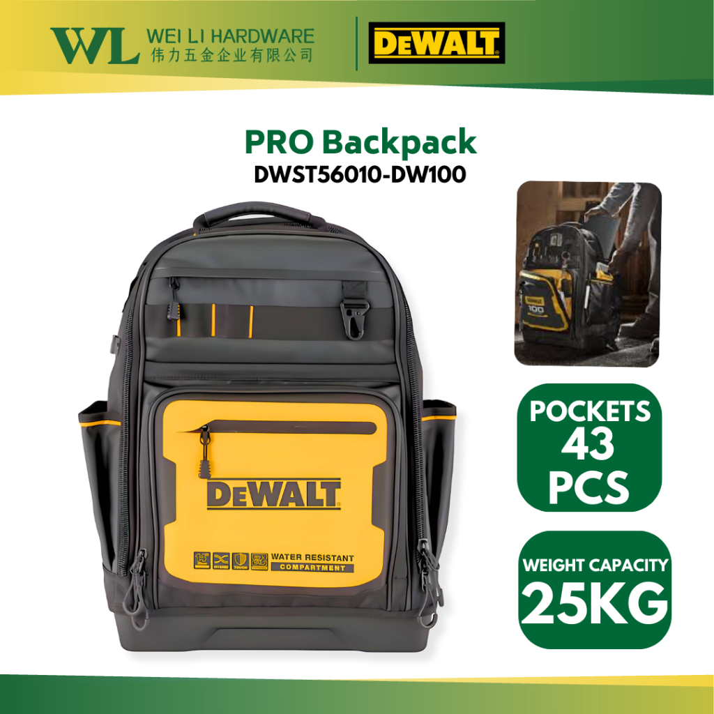 DEWALT PRO Backpack DWST560102-DW100/Tool Bag/Storage Bag/Heavy Duty ...