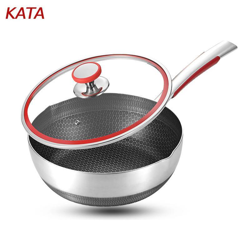 KATA Non Stick Stir Fry Pan Wok 316 Stainless Steel Honeycomb 26cm 28cm | Shopee Malaysia