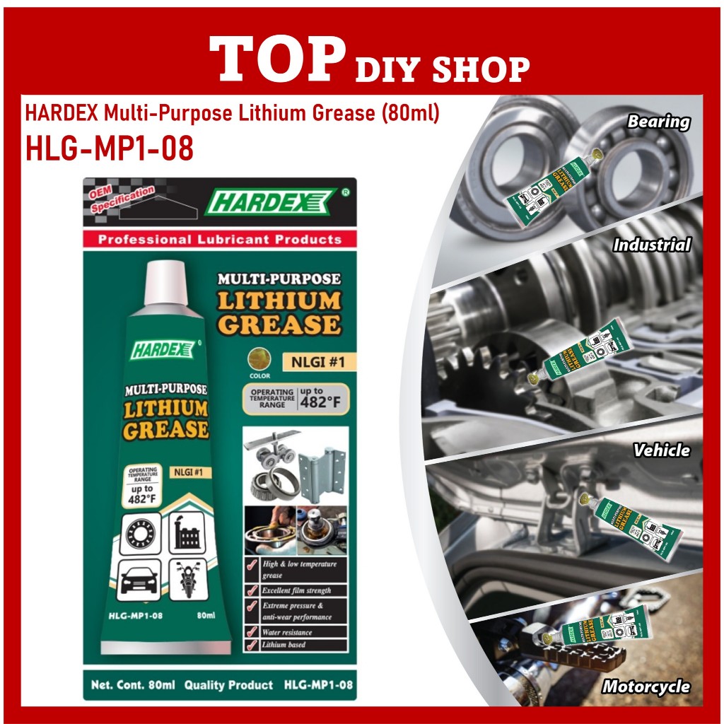 HARDEX Multi-Purpose Lithium Grease NLGI #1 (80ml) HLG-MP1-08 | Shopee ...