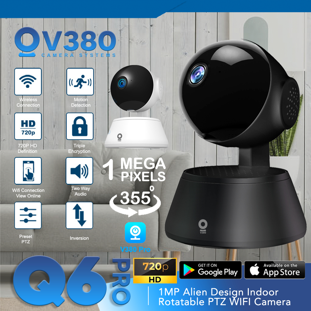 CCTV V380 Q6Pro 1MP Alien Design Indoor Rotatable PTZ WIFI IP Camera ...
