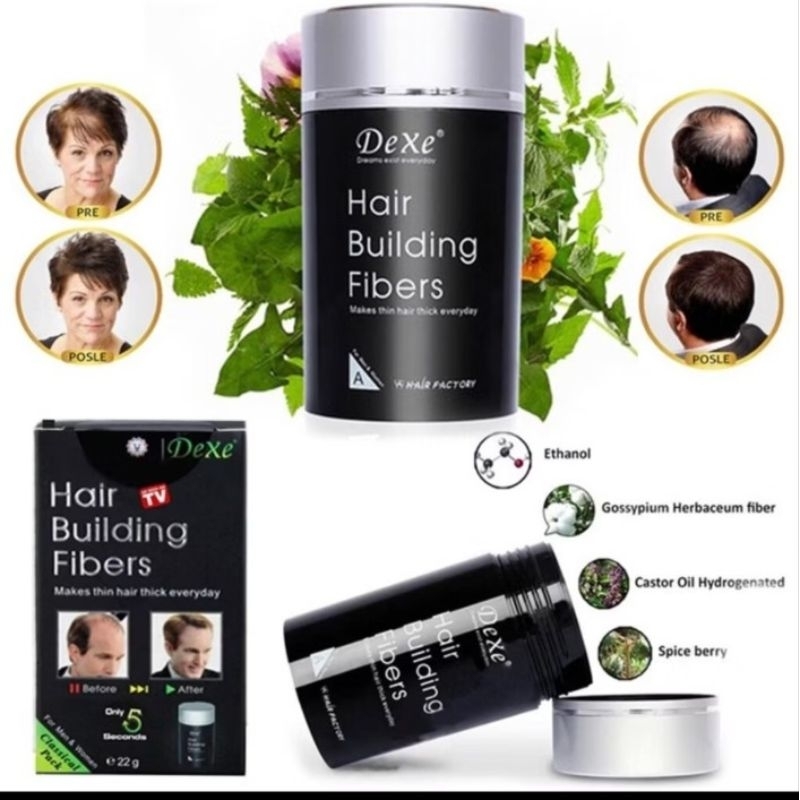 Dexe Hair Building Fibers/Hair Loss Treatment - Black (22g) | Shopee ...