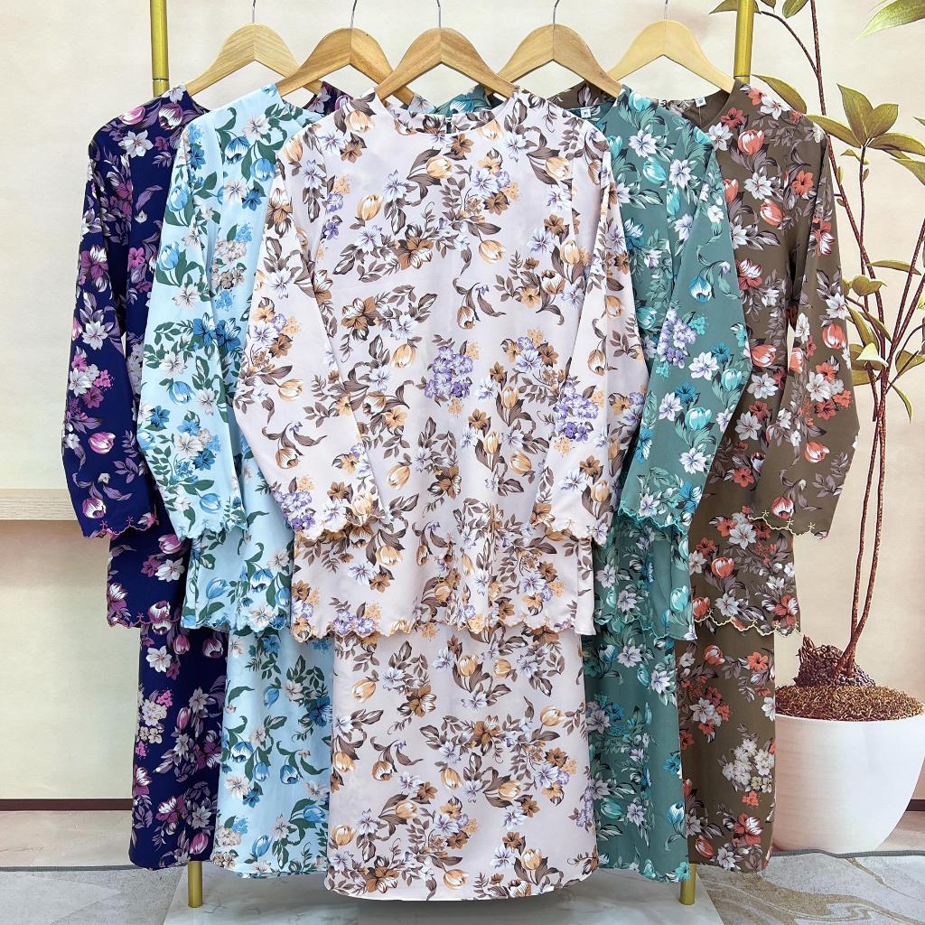 [Nayla.z]Dewasa Saiz36-52(S-6XL)Set Baju Kurung(T37221)Sedondon CorakBunga Bersulam ...