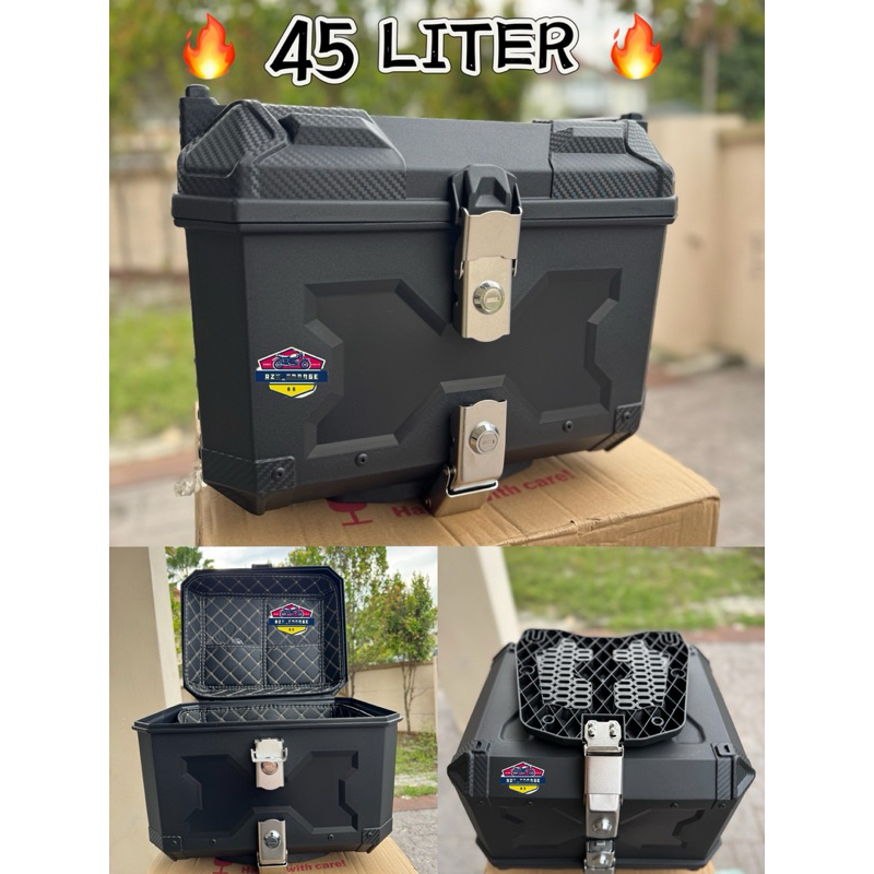 Motor Top Box Logo X 45L Plastik,Motorcycle Box Double Lock Tapak Besi ...