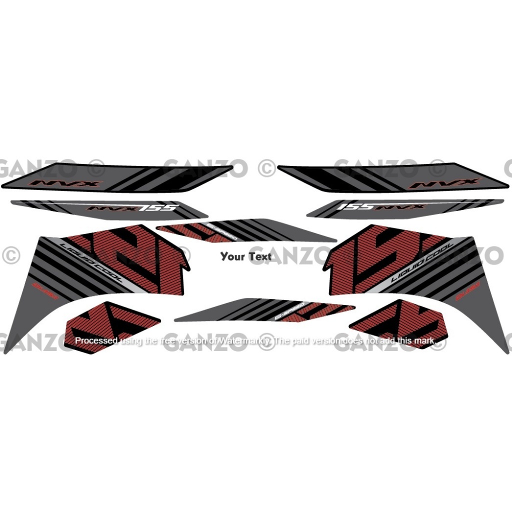 STRIPE STICKER YAMAHA COVERSET NVX V2 BATMAN DESIGN MERAH HITAM ...