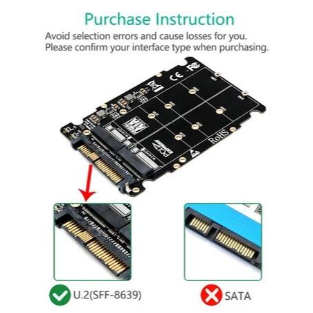 SSD Adapter M.2 SSD to U.2 Adapter M2 SATA NVMe Key B/M NGFF SSD to PCI-e U2 SFF-8639 Conversion ...
