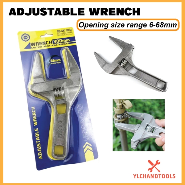 6-68mm Wide Adjustable Large Spanner Wrench Hand Nut Opening Pipe Tool ...