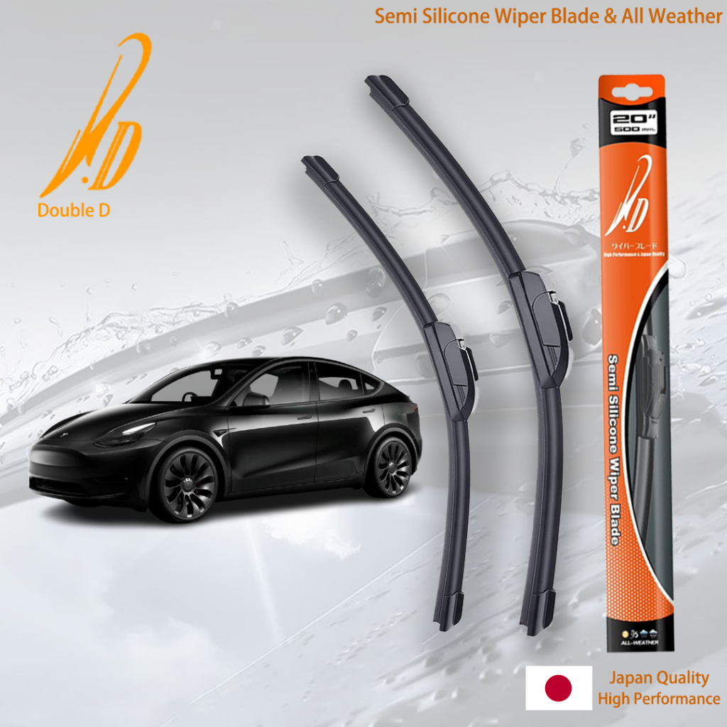 TESLA Model Y 2020- Double D SEMI SILICONE Wiper Blade (Front Set ...