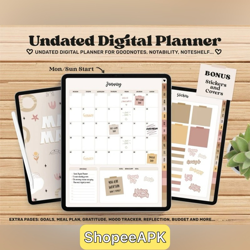 Goodnotes Planner- Undated Digital Planner & Journal PDF, Cute ...