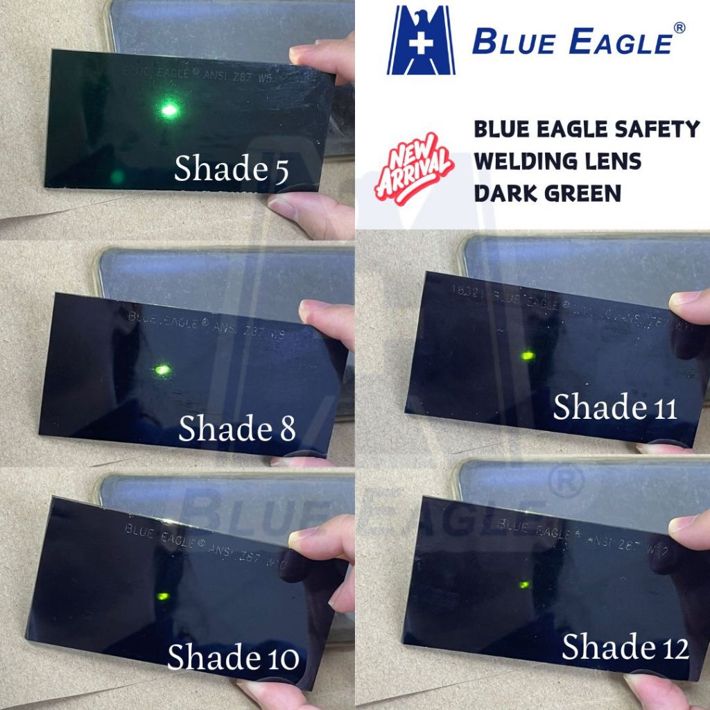 🆕NEW ITEM! Blue Eagle Safety Dark Green Welding Lens Glass with ANSI ...