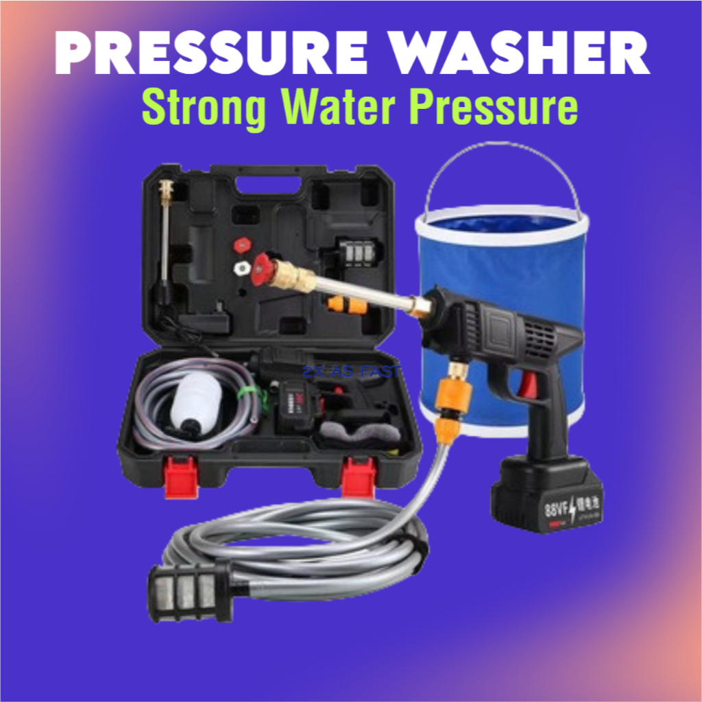 (NEW) Wireless Rechargeable Cordless High-pressure Water Gun Car Washer ...