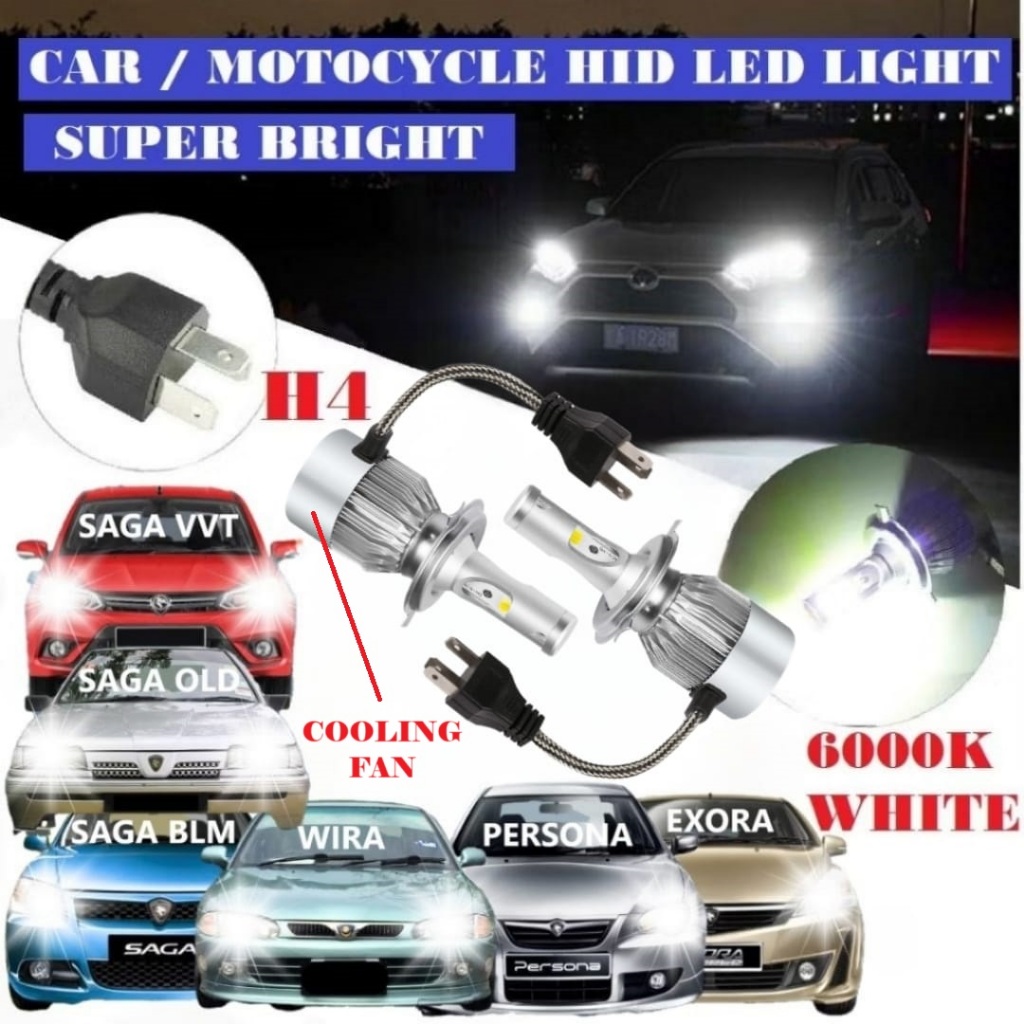 Car Headlamp Led Headlight Led Lamp H4 Bulb Hid Saga Wira Exora Persona ...