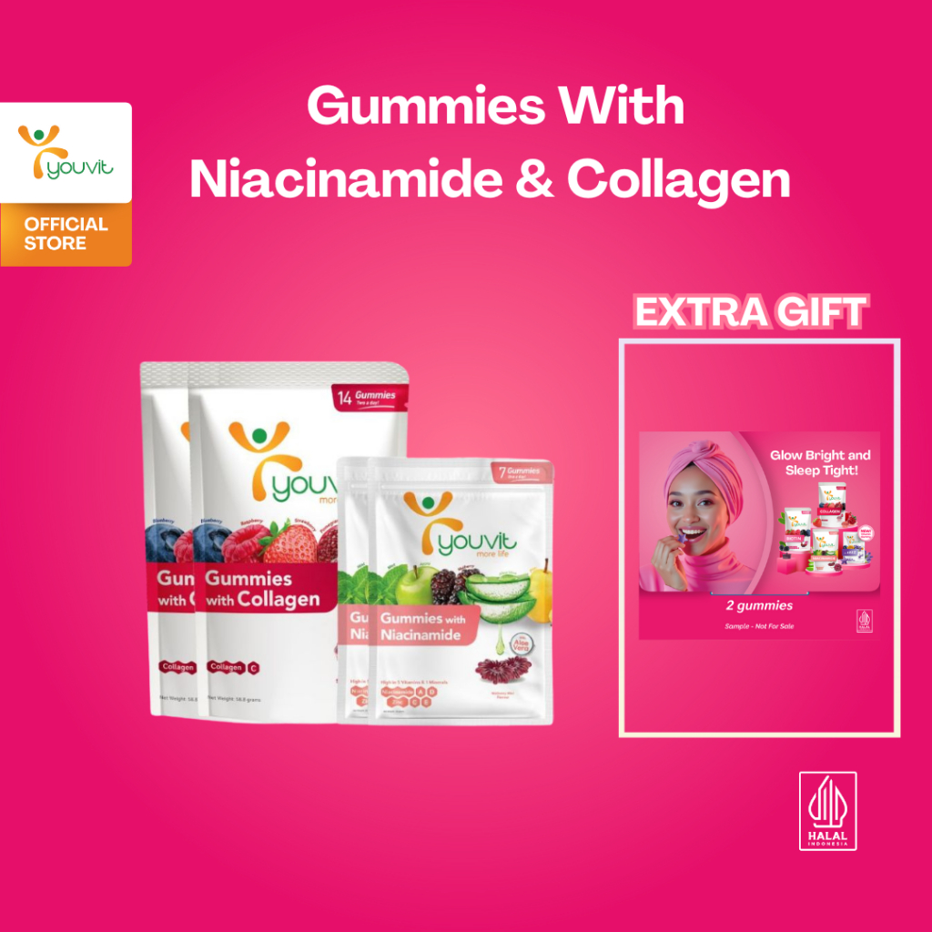 [FREE YOUVIT SAMPLE] Youvit Niacinamide Gummy (14 Pcs) & Collagen Gummy ...