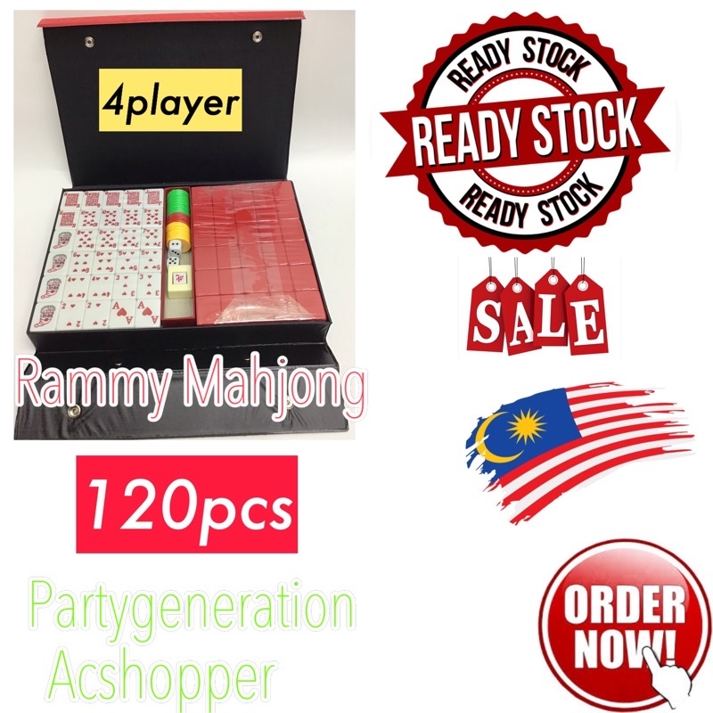 Rammy Ramy 120pcs player168pcs Cinami Mahjong Full set White green blue ...