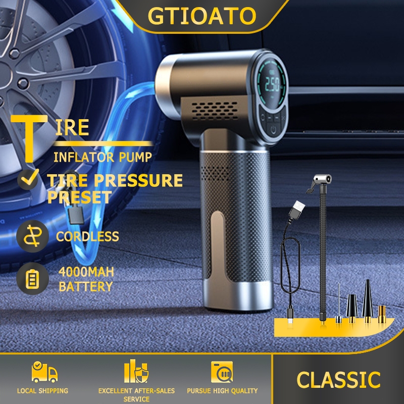 GTIOATO Cordless Digital Car Air Pump Tayar Kereta Electric ...