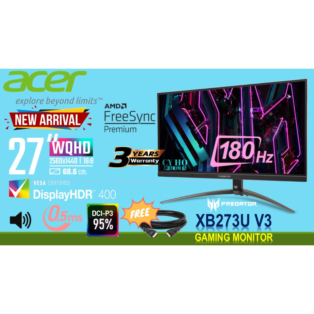 Acer Predator XB273U V3 - 27"WQHD IPS-180hz/ Nitro XV270 M3 27"FHD IPS ...