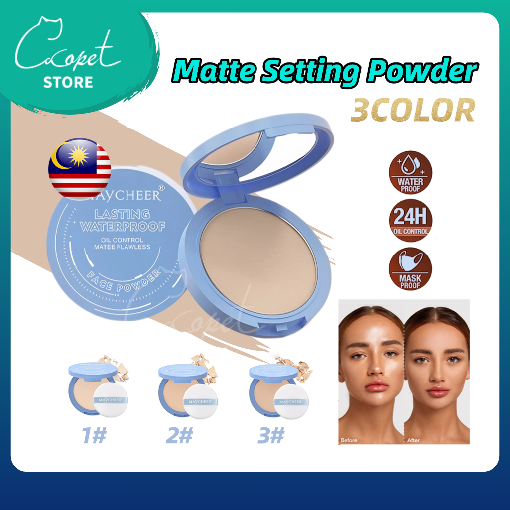 Bedak Compact Waterproof Pressed Powder Matte Lightweight Oil ...