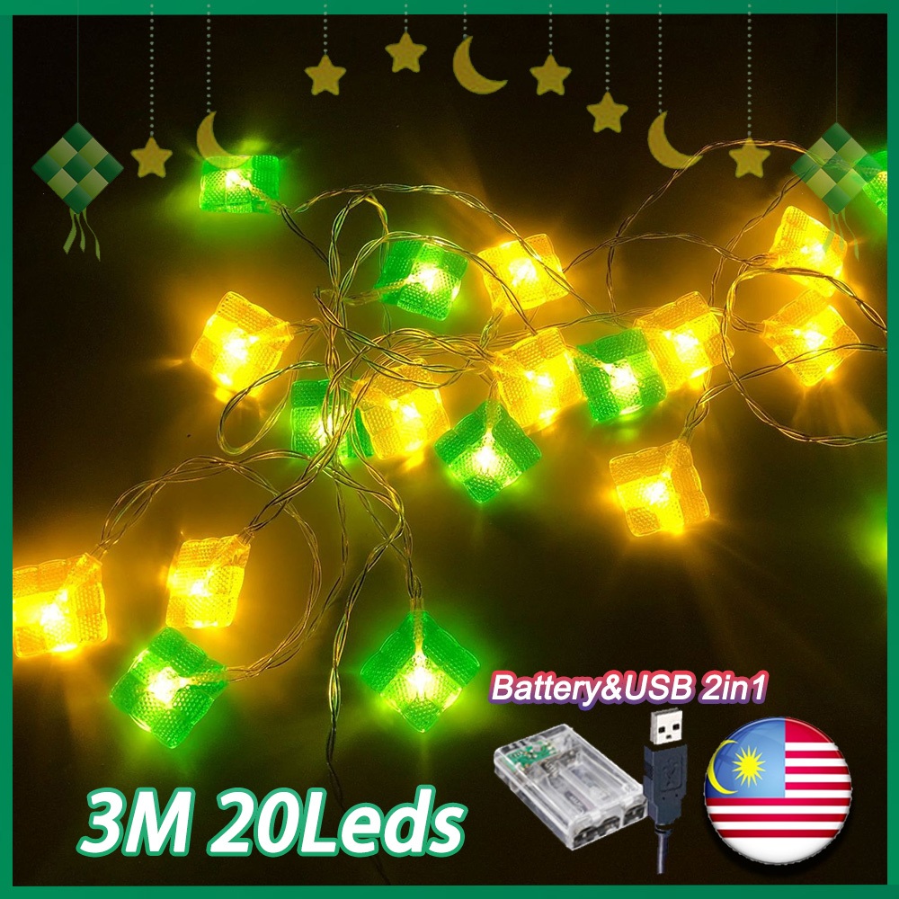 2025 3M 20LED Lampu raya String light Battery&USB powered lampu led ...