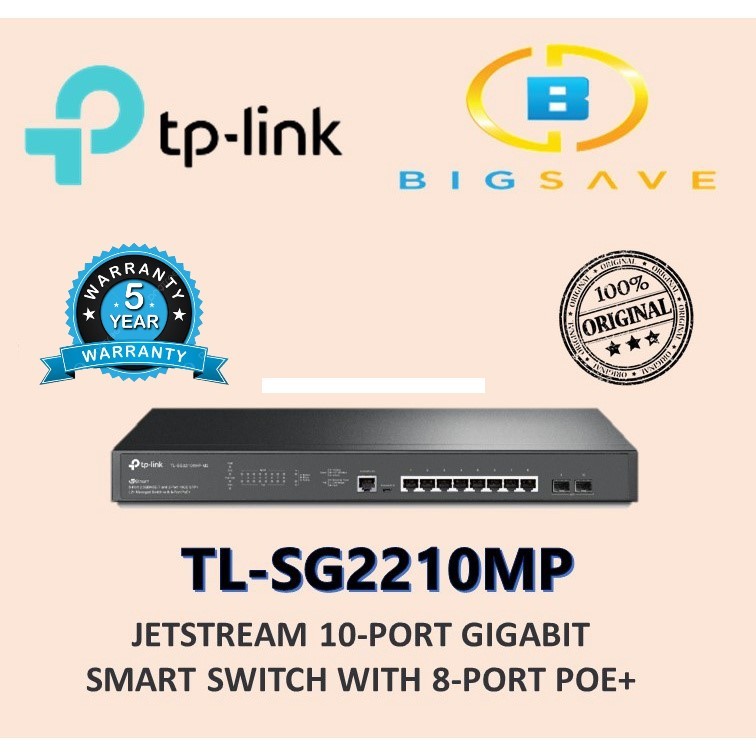 TP-LINK TL-SG2210MP JETSTREAM™ 10-PORT GIGABIT SMART SWITCH WITH 8-PORT ...