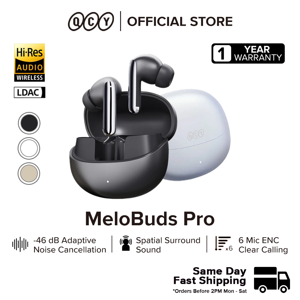 QCY HT08 MeloBuds Pro TWS ANC Earbuds Bluetooth 5.3 Hi-Res LDAC Audio With Ultra Low Latency ...