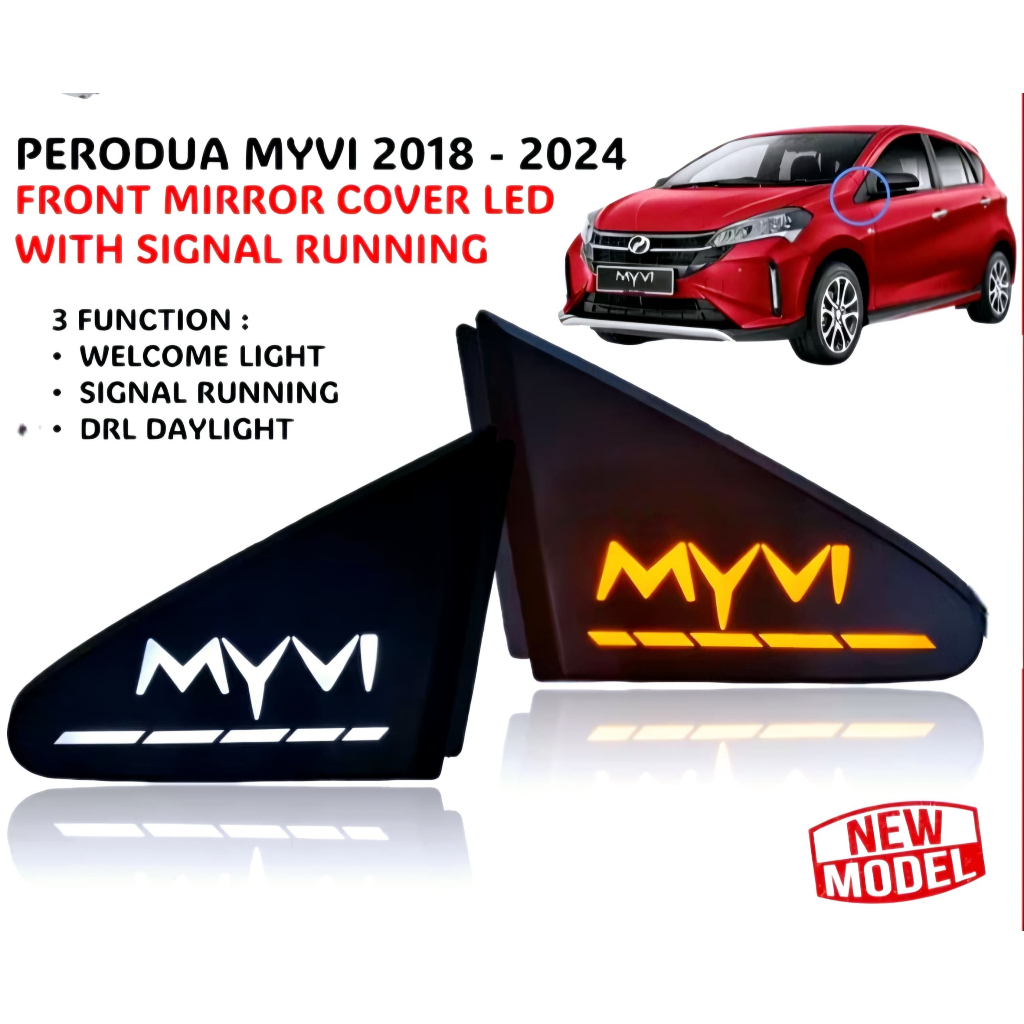 Perodua Myvi 2018-2025 Front Side Mirror Cover Dynamic LED+Running ...