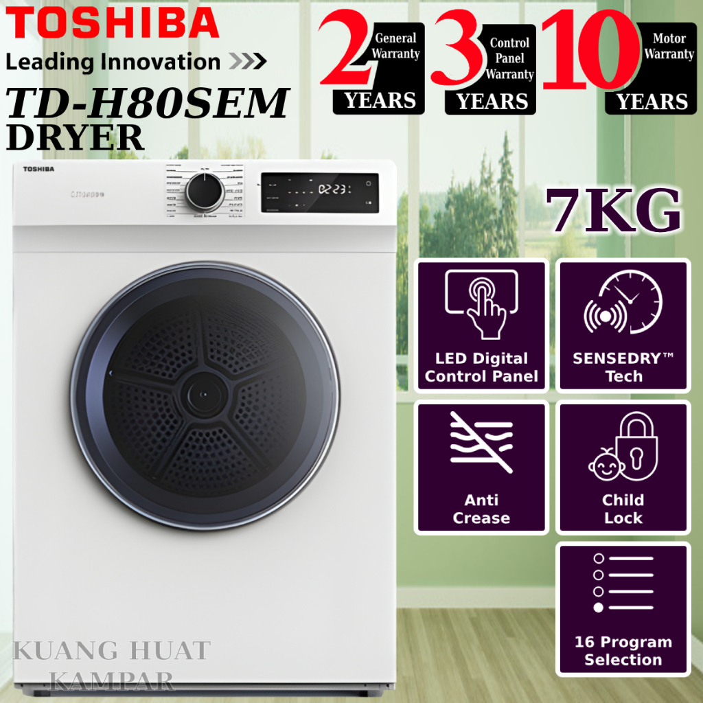 TOSHIBA 7KG SENSEDRY TUMBLE DRYER TD-H80SEM / TDH80SEM | Shopee Malaysia