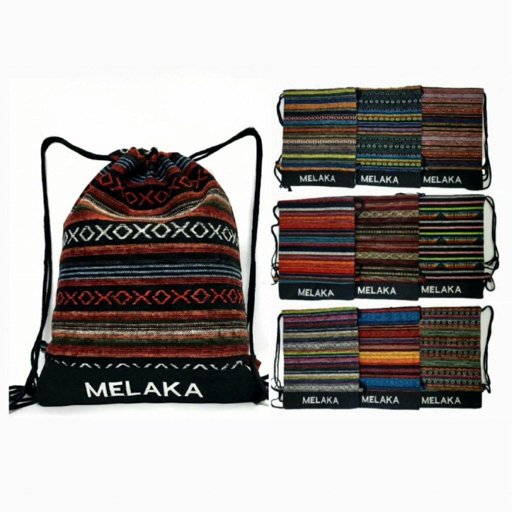 Beg Tali Jerut Backpack Drawstring Bag Travel Unisex Gym Kain Guni ...