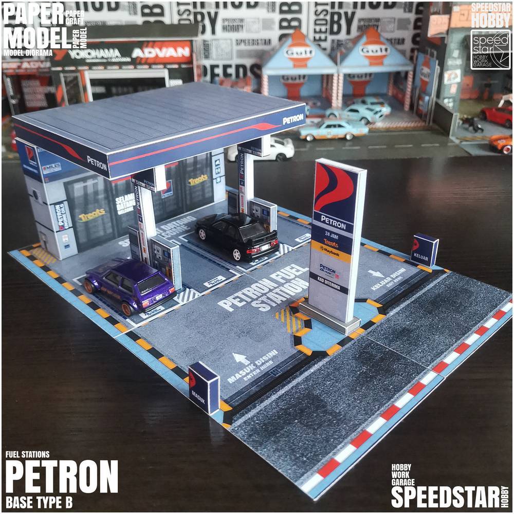 1:64 Diorama Paper Model - Petron Station - Base Size 27 X 19 CM ...