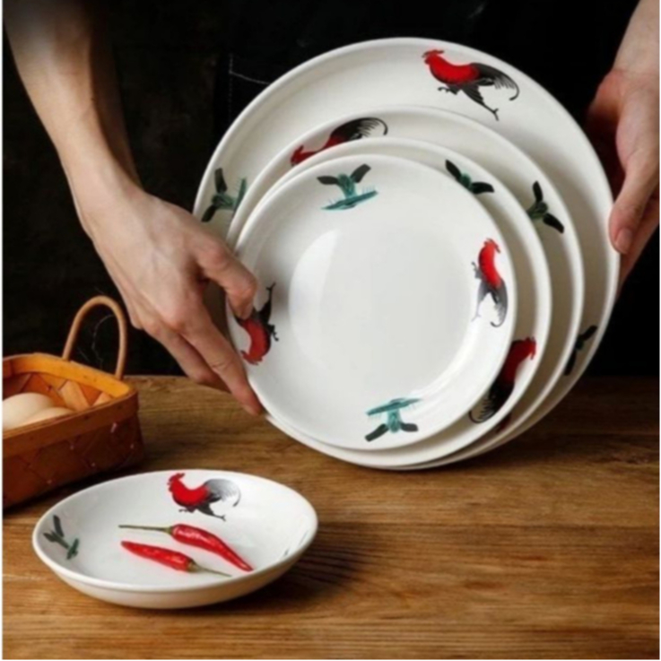 7" - 12" Quality Porcelain Rooster Fruit Plate Ceramic Rooster Plate ...