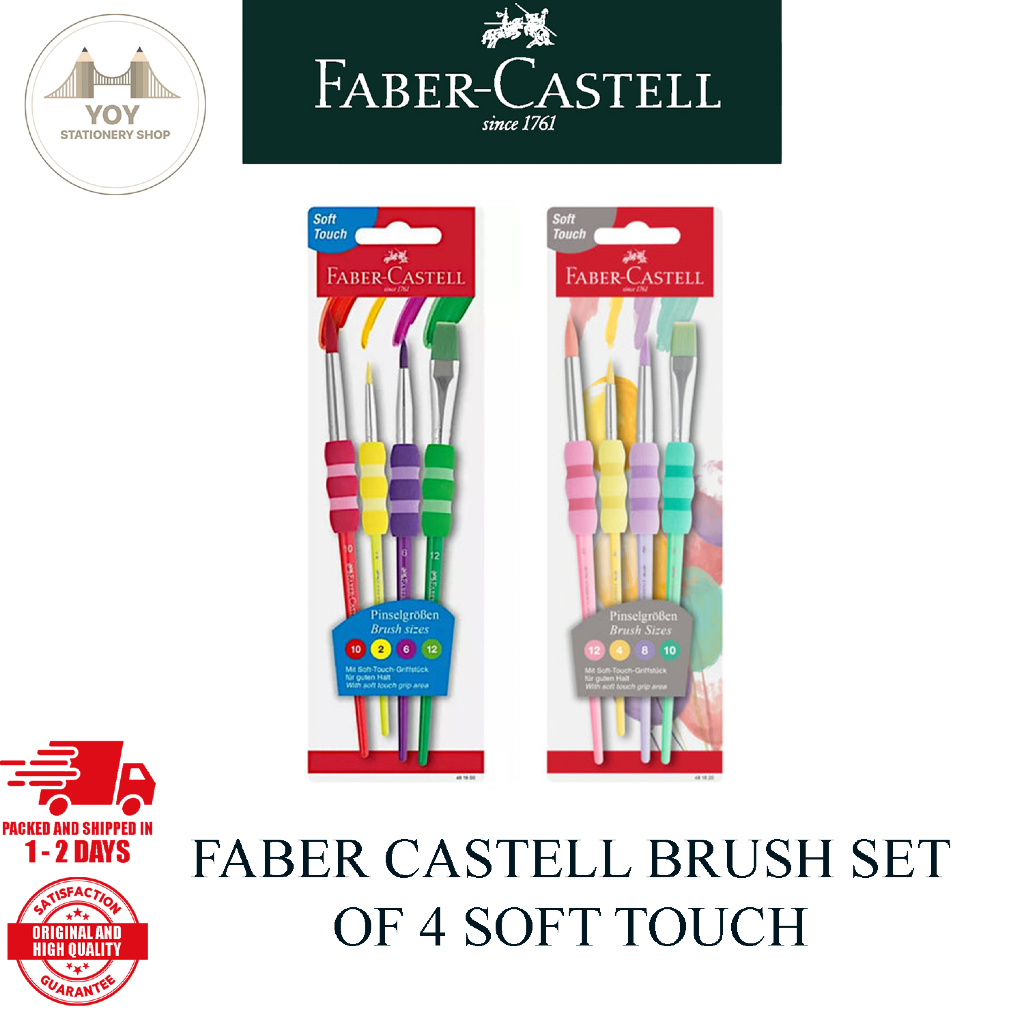 FABER CASTELL BRUSH SET OF 4 SOFT TOUCH BASIC 481600 / PASTEL 481620 ...