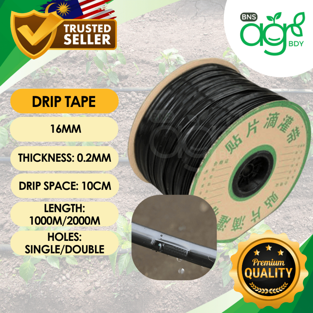 [1000M/2000M] AgroBuddy 16mm Pita Titisan Single/Double Lubang | Fertigation Irrigation Drip ...