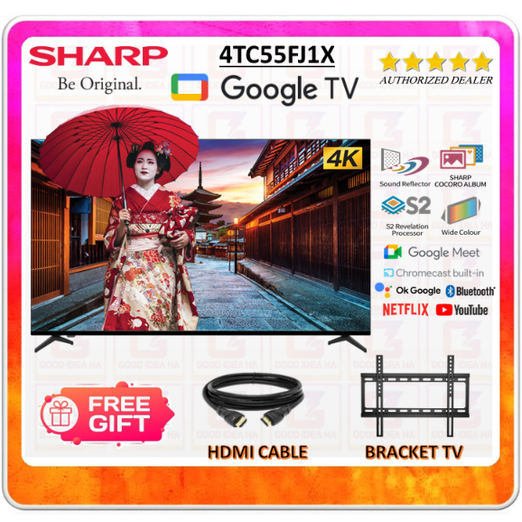 【FREE BRACKET TV + HDMI CABLE】SHARP 55 Inch 4K UHD Google TV 4TC55FJ1X ...