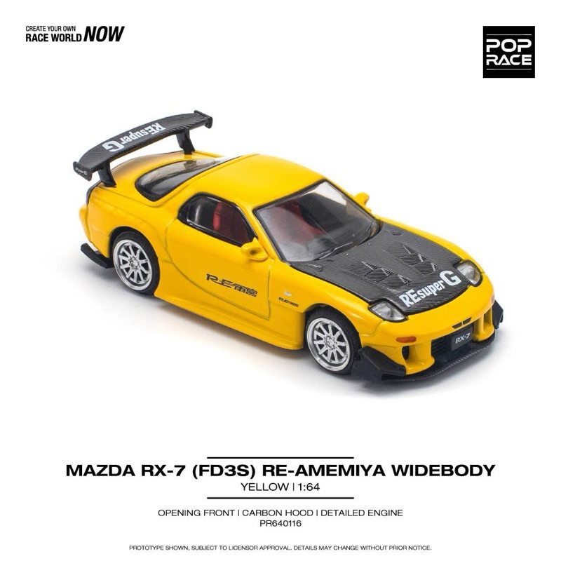 POP RACE 1/64 PR640116 MAZDA RX-7 (FD3S) RE-AMEMIYA WIDEBODY YELLOW | Shopee Malaysia