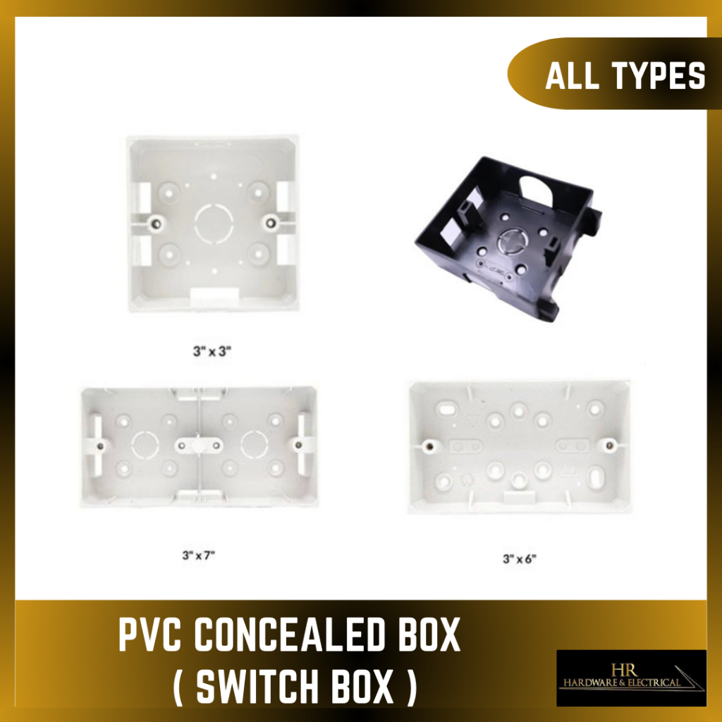 PVC CONCEALED BOX ( SWITCH BOX ) Cover Box Casing Plug Socket Base Nut ...
