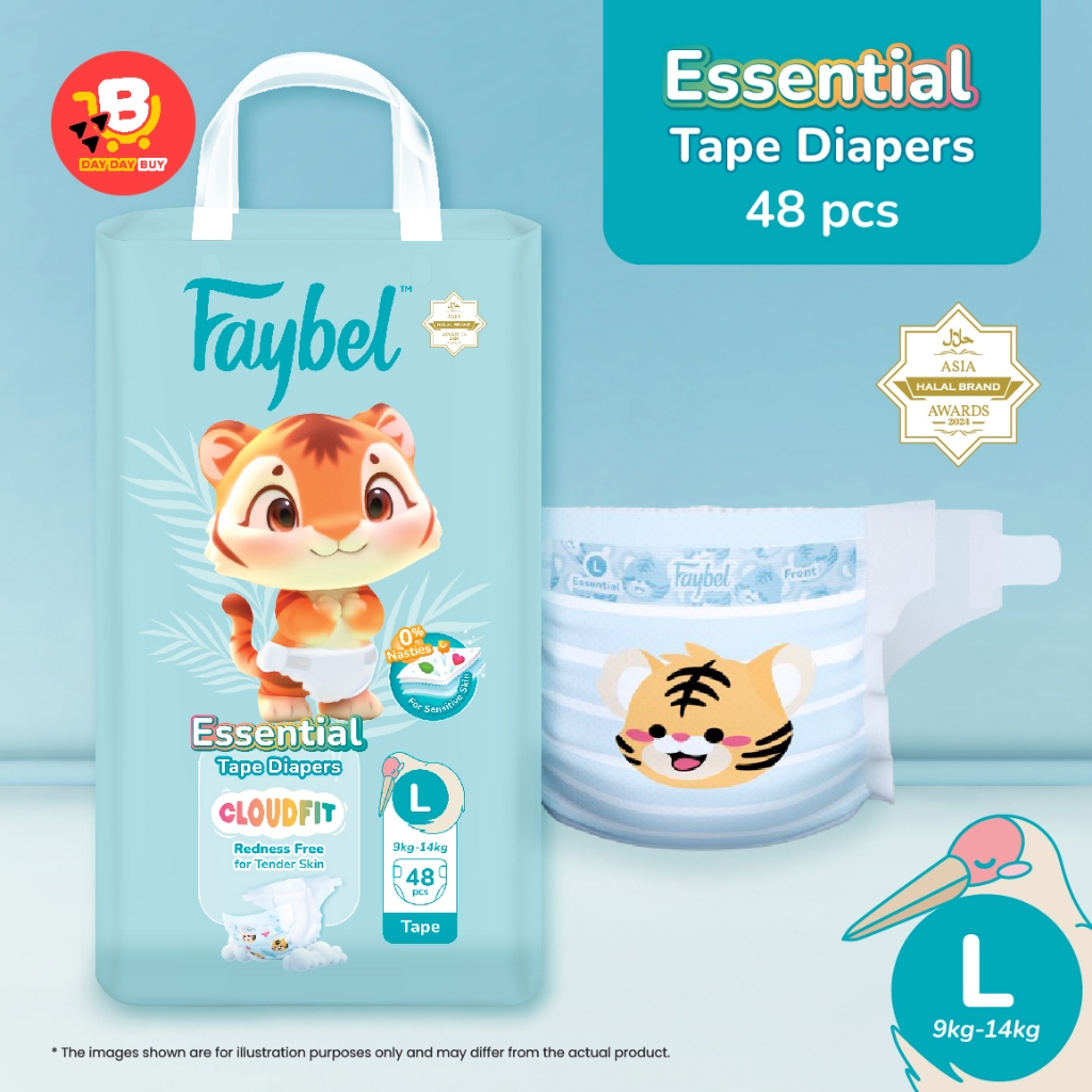 Faybel Baby Essestial TAPE Diaper - L 48pcs (TAPE) | Shopee Malaysia