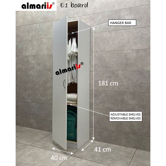 ALMARIIS® (PC51) 1 DOOR WADROBE WITH HANGING BAR & ADJUSTABLE SHELF / 1 ...