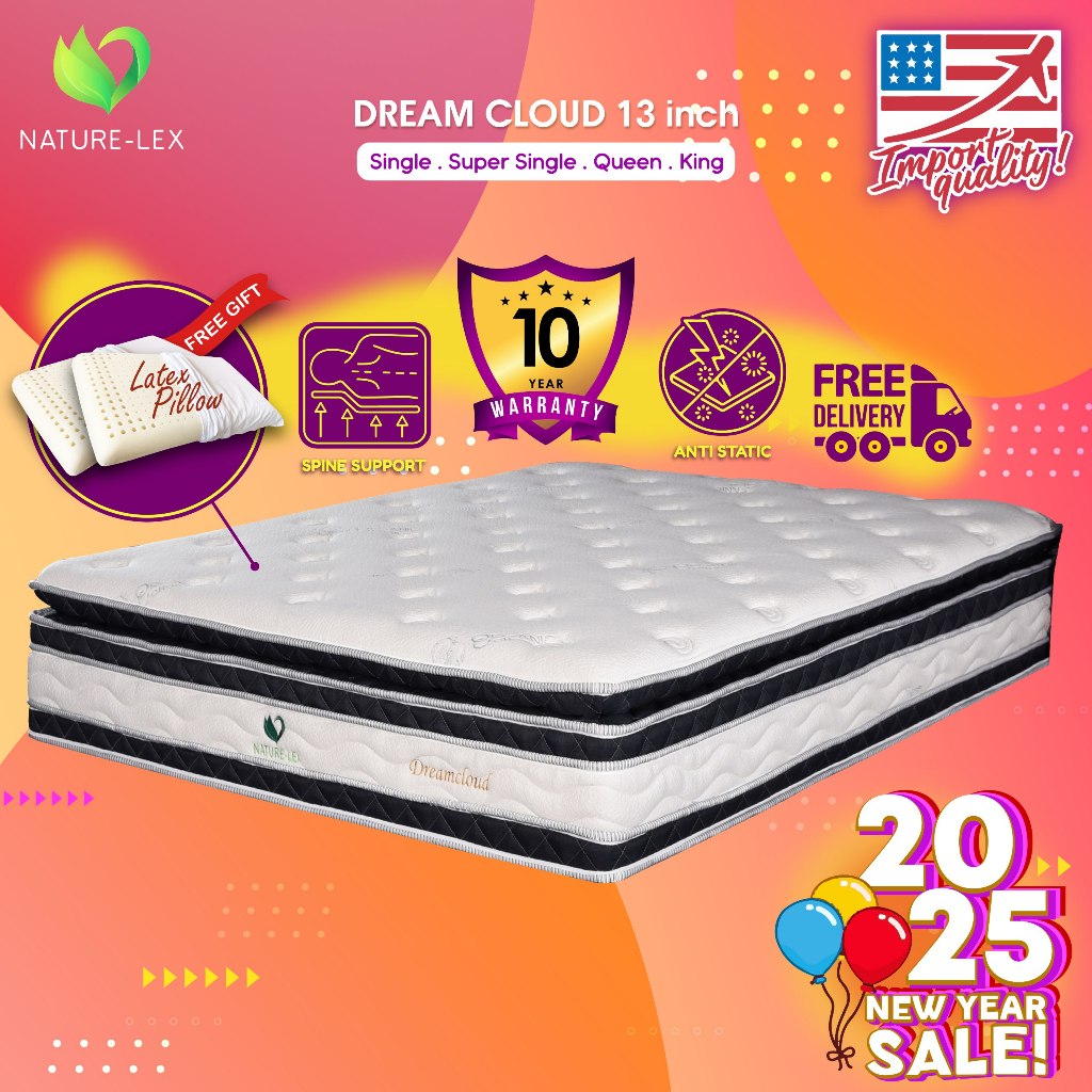 Natural Lex Dream Cloud 13 Inch 5 Zone Pocket Spring Natural Latex ...