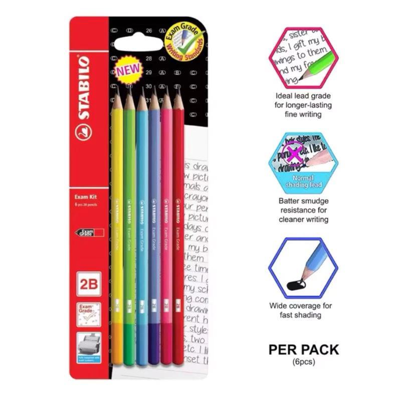 STABILO EXAM GRADE COLOURFUL 2B PENCIL ( 6 pcs ) | Shopee Malaysia