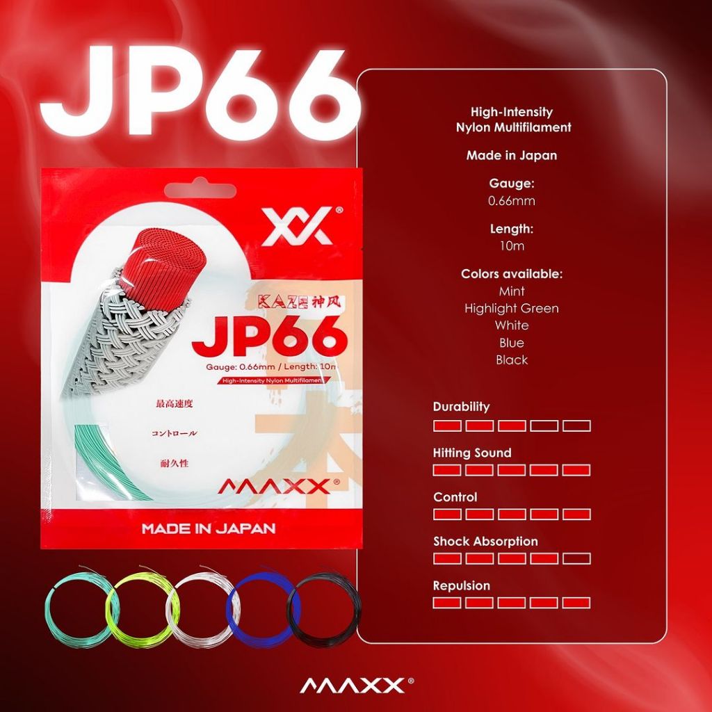 MAXX JP66 (0.66mm) Made in Japan Badminton String Original 100% ...