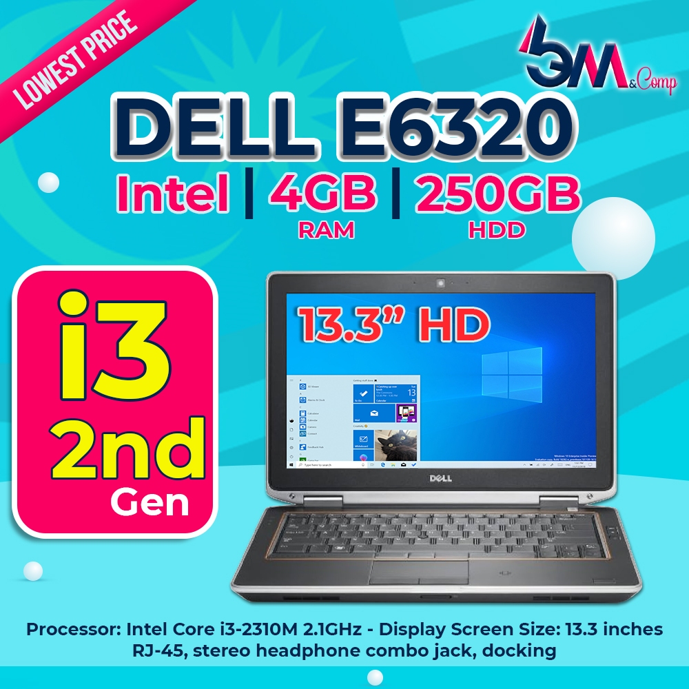 Dell Latitude E6320 Intel Core i3 @ 2.1GHz 2nd Gen CPU 4GB RAM 250GB ...