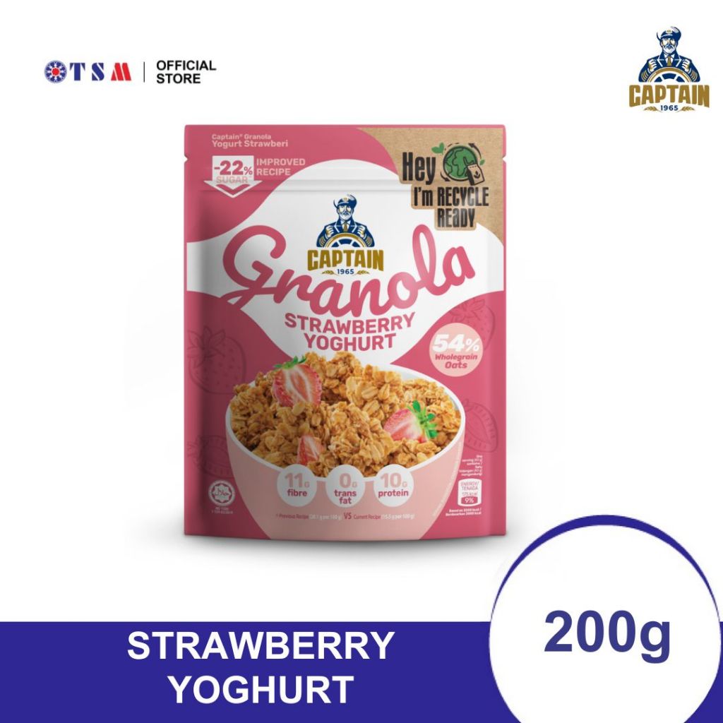 CAPTAIN OATS GRANOLA – STRAWBERRY YOGHURT 200G | Shopee Malaysia