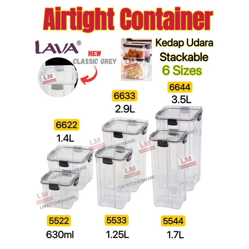 LAVA MOOCA AIRTIGHT CONTAINER STACKABLE CANISTER PLASTIC FOOD CONTAINER ...