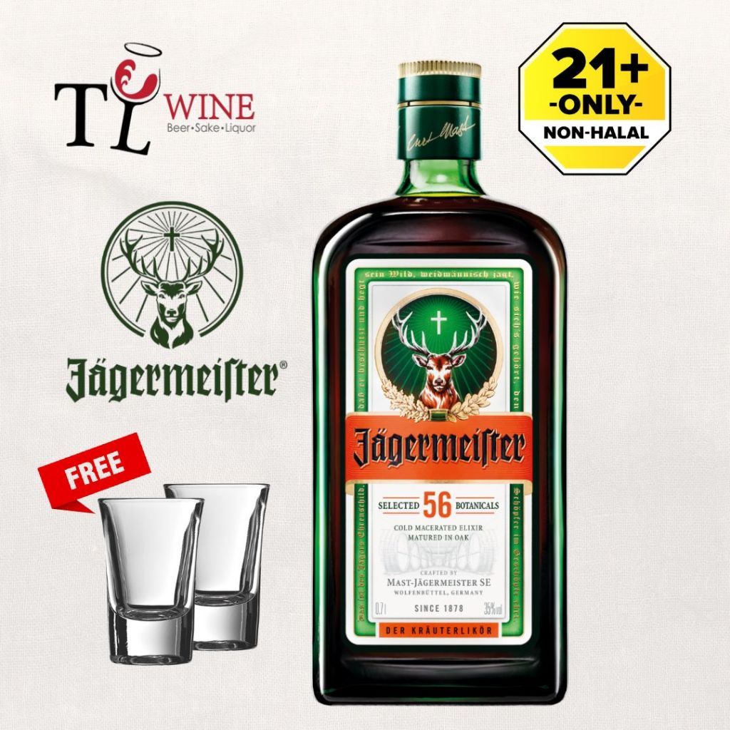 Jagermeister Single Bottle 700ml *FREE 2 Shot Glass* Alc:35% 💯 ORIGINAL ...