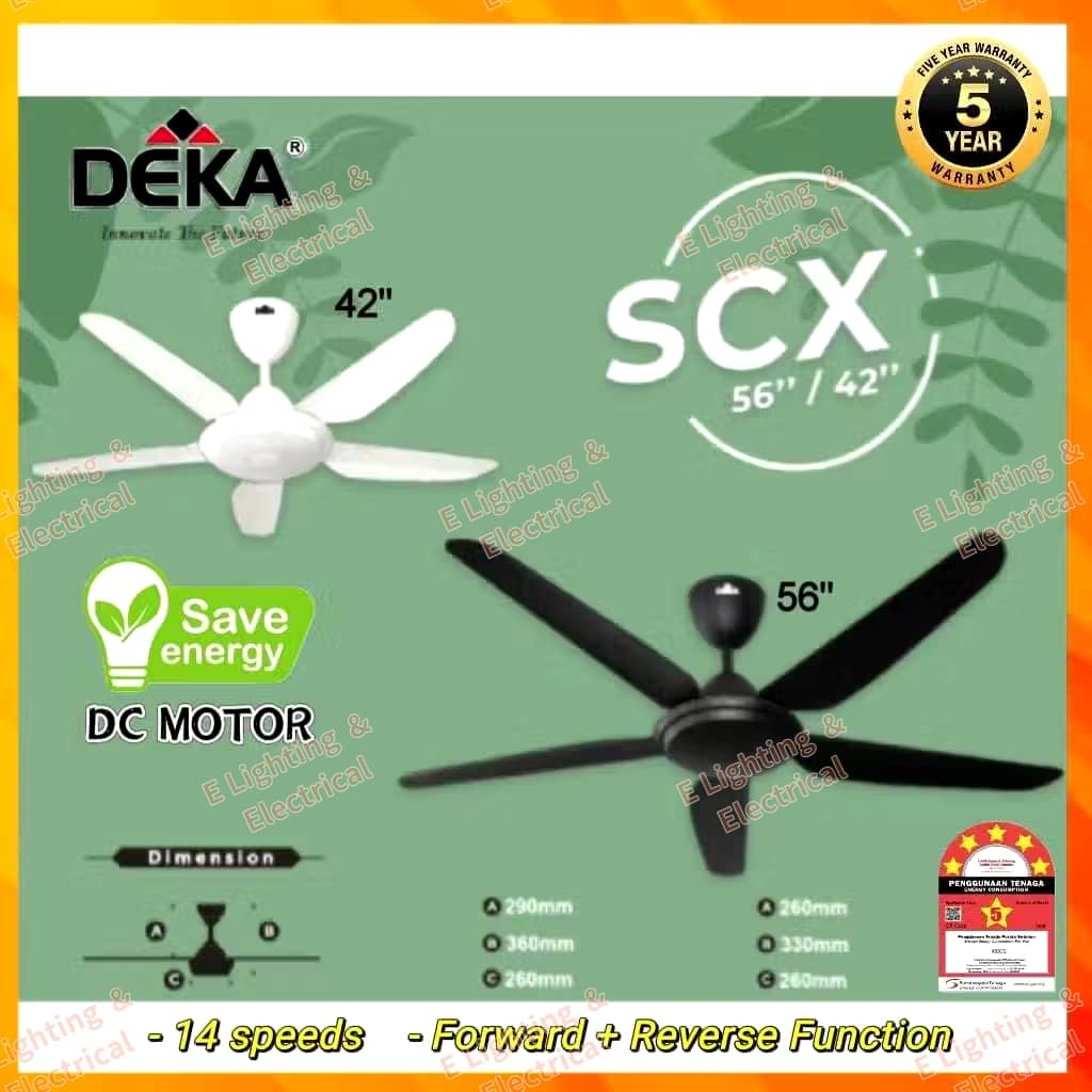 DEKA SCX42 (42") / SCX56 (56") 12F+12R Speed DC Motor Kipas Siling ...