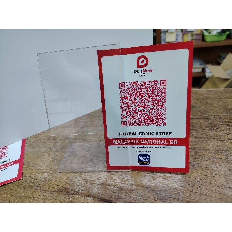 Acrylic Slide Stand 2mm A6 + A6 Full Colour Card QR PRINT (1 Set dapat ...