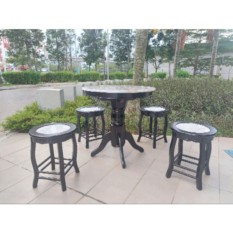💥YearEnd Sale💢F&B Chinatown 30" Round Natural Marble Kopitiam Table ...