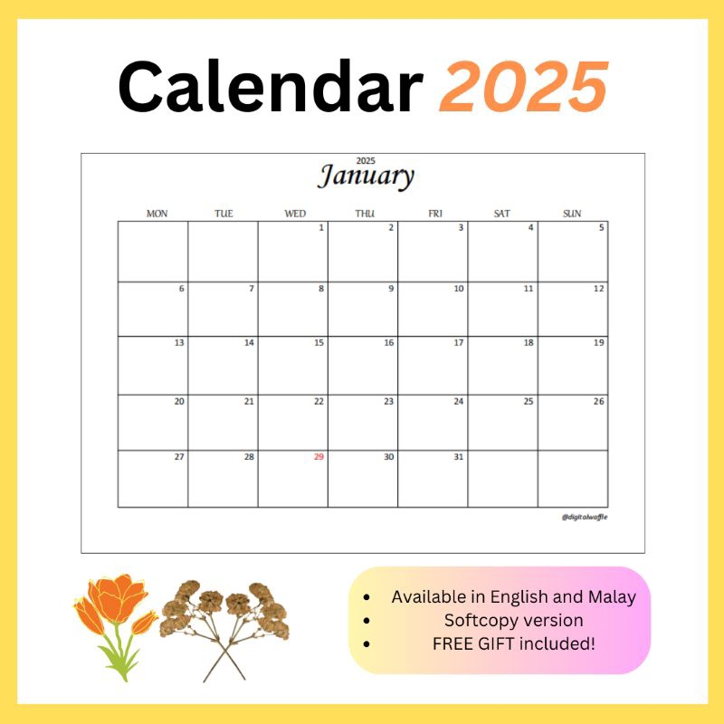 🔥INSTANT🔥 2025 Digital Calendar, Printable Calendar for Students and ...