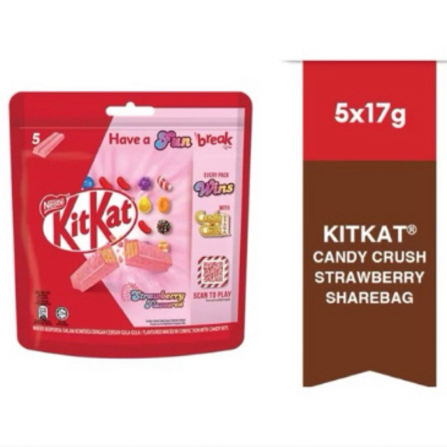 [Exp:6/2025] KitKat 2-Finger Wafer Sachet, Strawberry flavor 85g(5x17g ...
